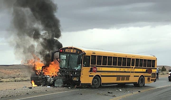 School Bus Catches Fire After Head-On Collision - School Transportation ...