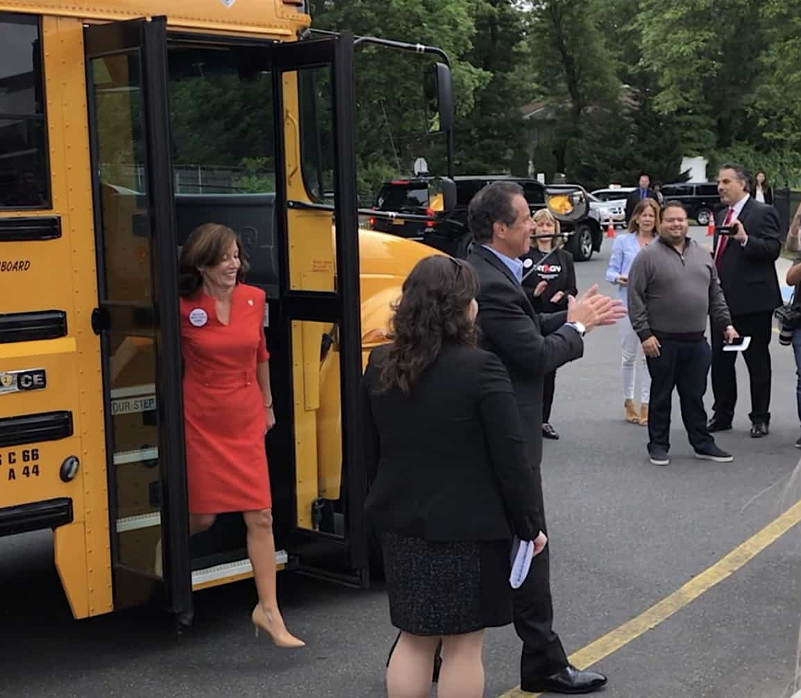 School Bus Stage Prop for N.Y. Gun Reform Bill - School Transportation News